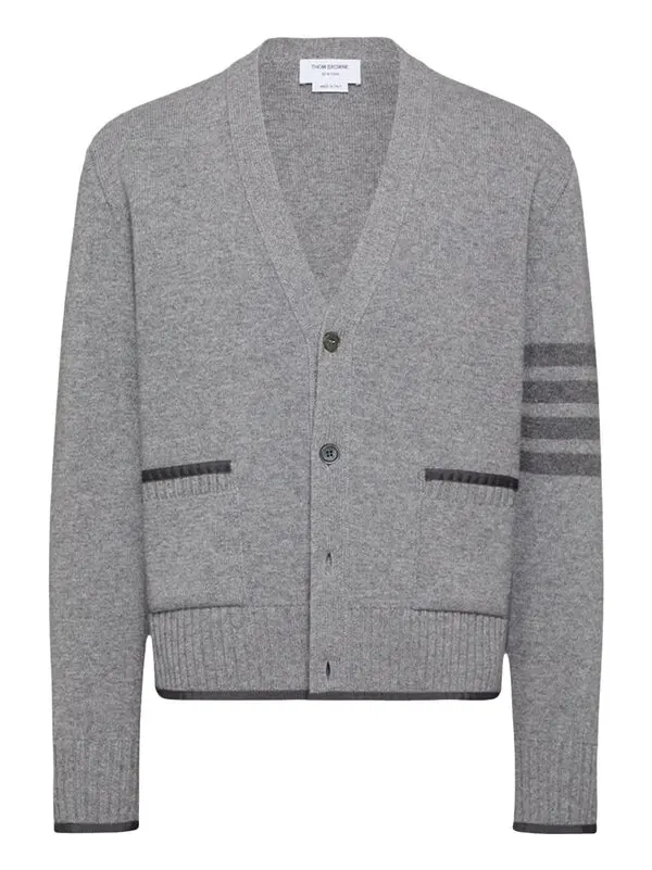 Thom Browne Milano Stitch V-neck Cardigan - Grey