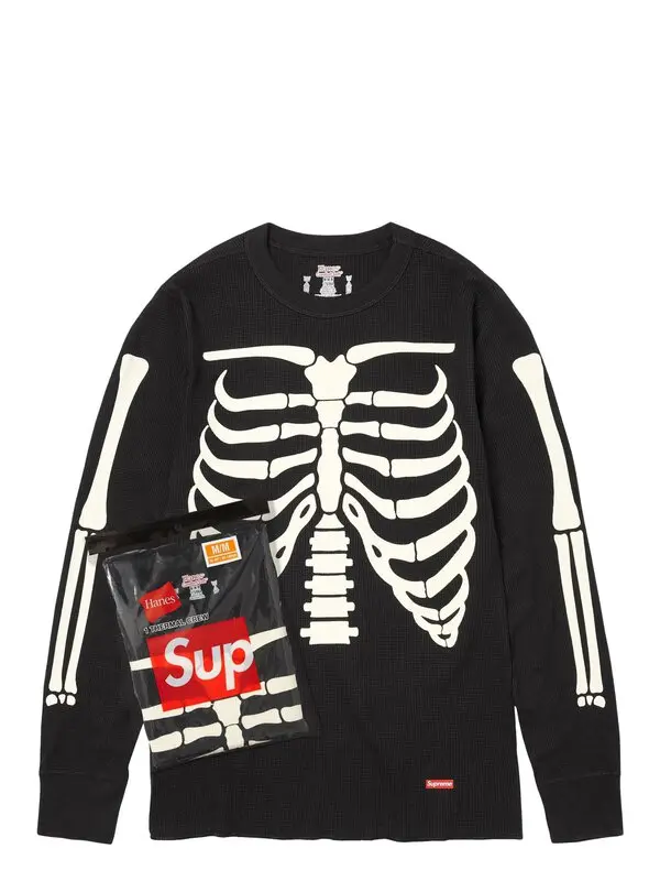 Supreme X Hanes Bones Thermal Crew - Black