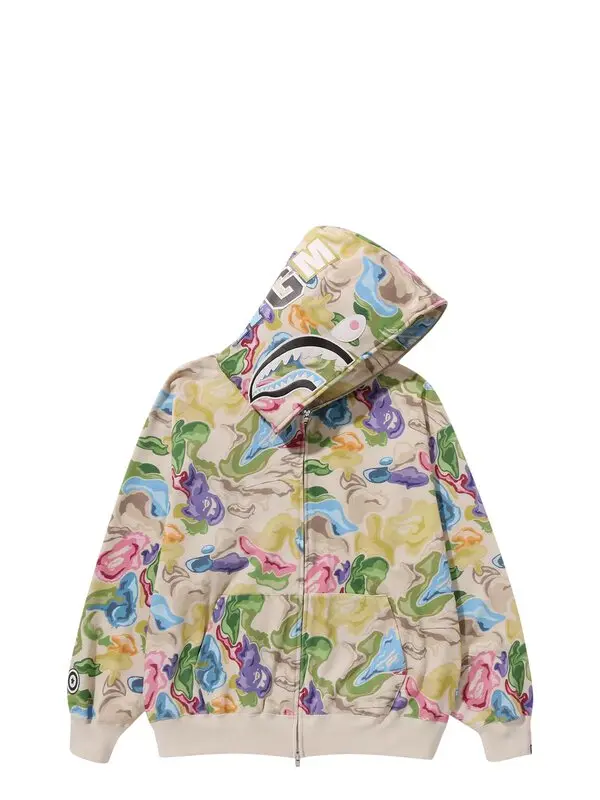 A BATHING APE Art Camo Shark Full Zip Hoodie - Multicolor