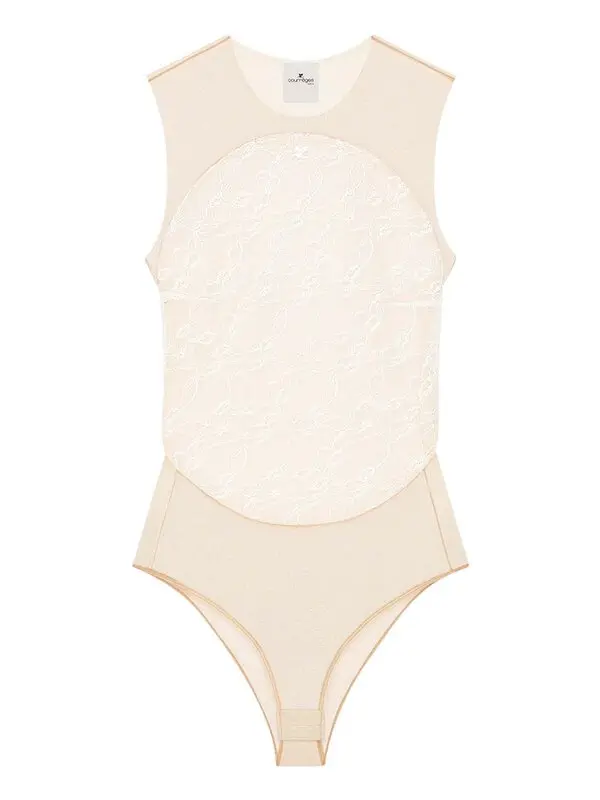 COURREGES Illusion Circle Lace Bodysuit - White