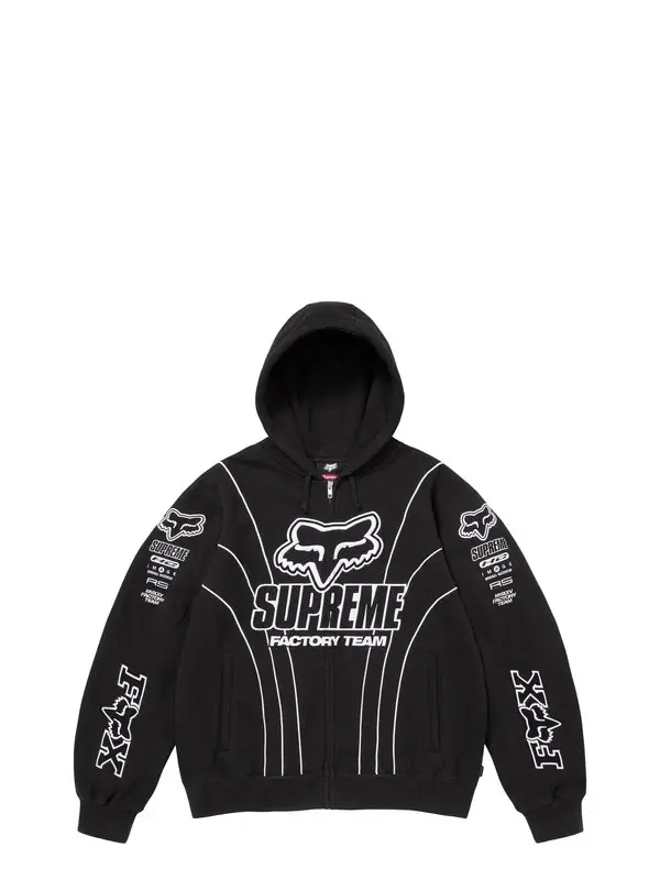 Supreme X Fox Racing Zip-up Hooded Sweatshirt - Black