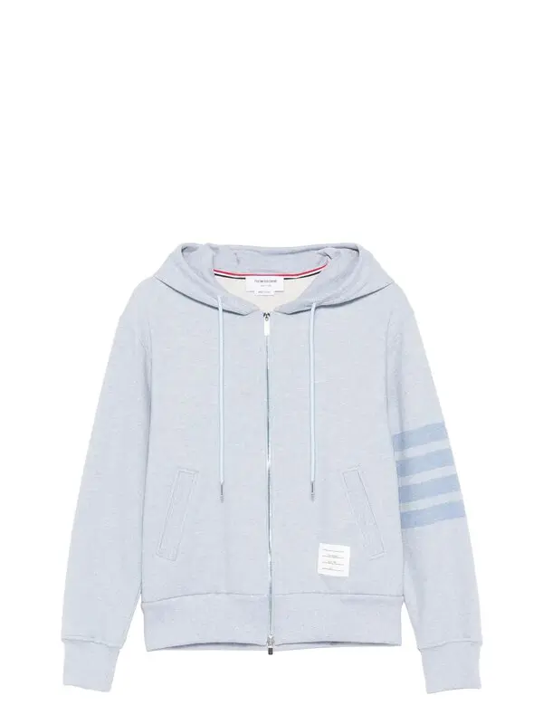Thom Browne Loopback Zip Up Hoodie - Blue