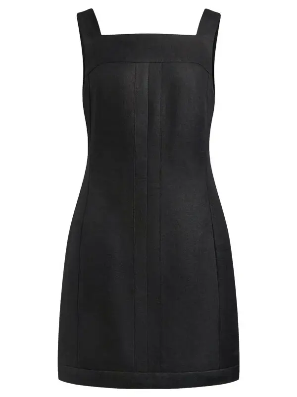 12 STOREEZ Square-neck Linen Mini Dress - Black