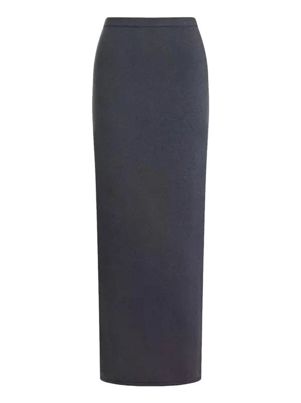 12 STOREEZ Rear-slit Wool-cashmere Skirt - Grey