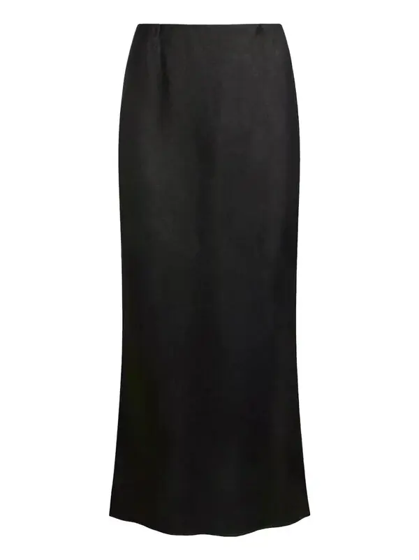 12 STOREEZ Linen Maxi Skirt - Black