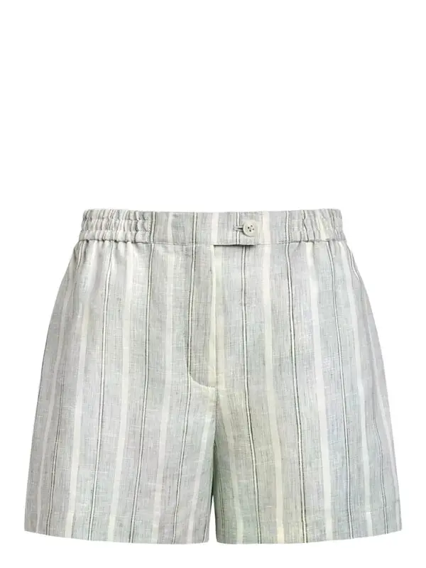 12 STOREEZ Striped Linen Shorts - Blue