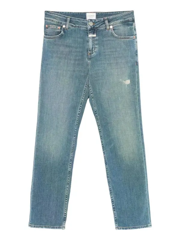 Closed Distressed Straight Leg Jeans - Blue