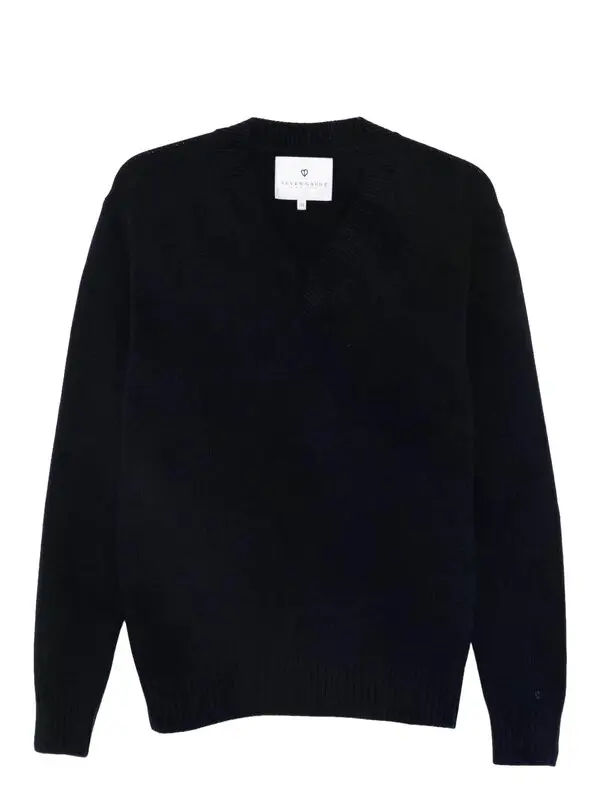 SEVEN GAUGE V-neck Long-sleeve Sweater - Black