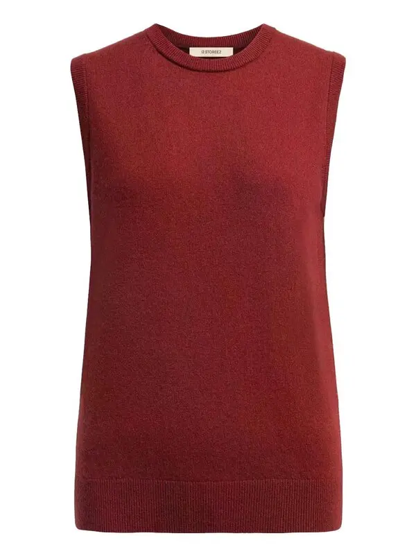12 STOREEZ Sleeveless Cashmere Top - Red