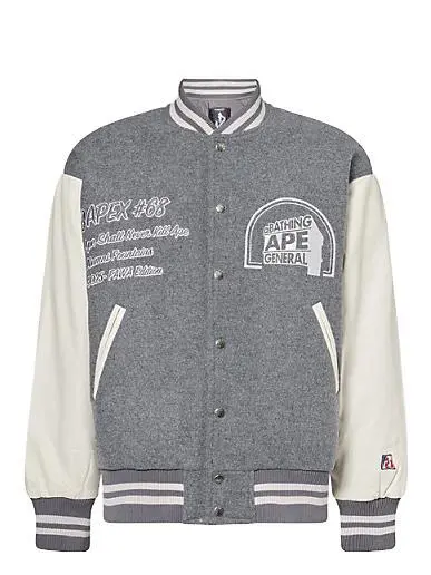 A BATHING APE Bape X Kazuki Logo Wool-blend Jacket - Grey