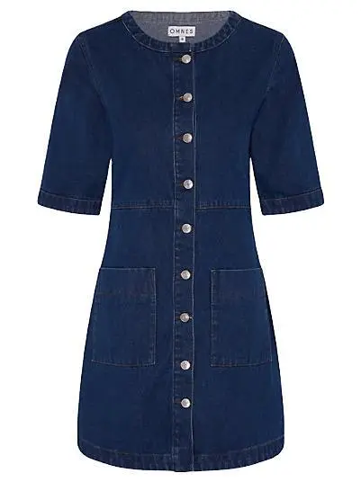 OMNES Adia Button-down Denim Mini Dress - Indigo