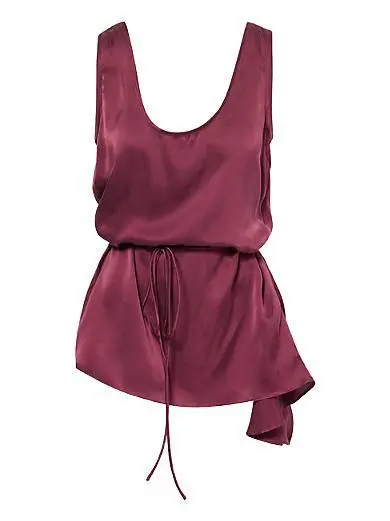 Dissh Lettie Belted Silk Top - Merlot