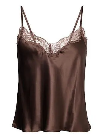 REFORMATION Lace-trim Silk Camisole - Black Bean Lace