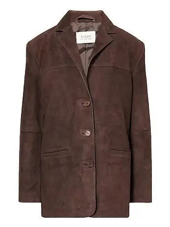 Dissh Hendrix Camp-collar Suede Jacket - Bitter Chocolate