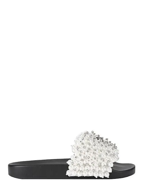 Kurt Geiger Meena Eagle Bead-embellished Rubber Slides - Cream Comb