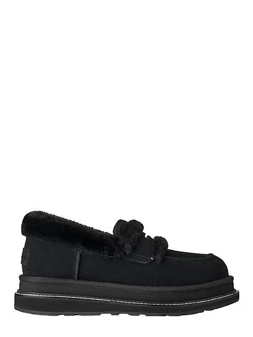 UGG X Sacai Logo-embroidered Suede Loafers - Black