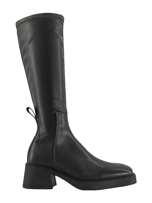 MIISTA Margit Leather Heeled Knee-high Boots - Brown Black