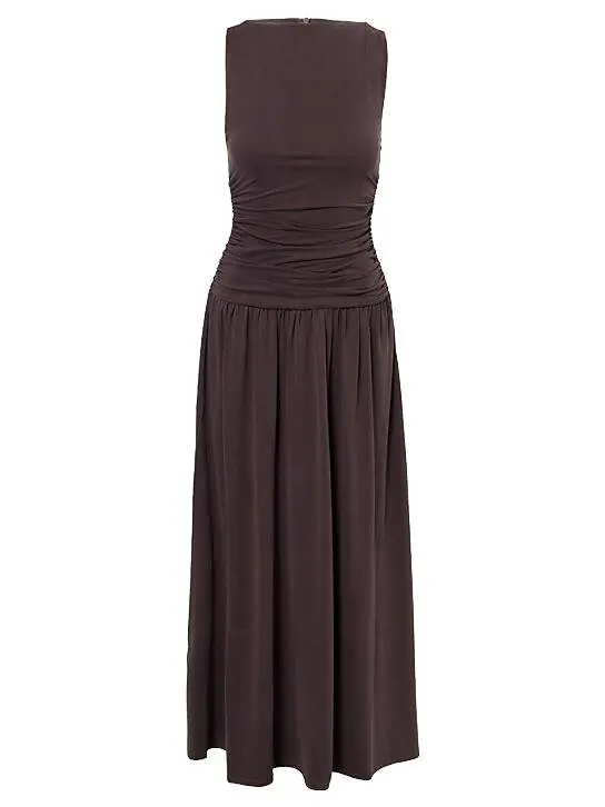 Dissh Sleeveless Woven Midi Dress - Burnt Choc