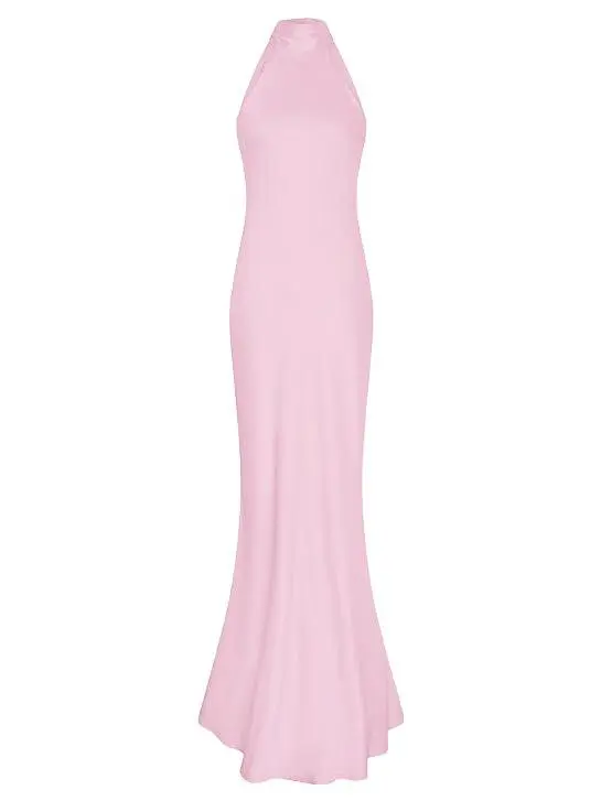 OMNES Milos High-neck Satin Maxi Dress - Vintage Pink