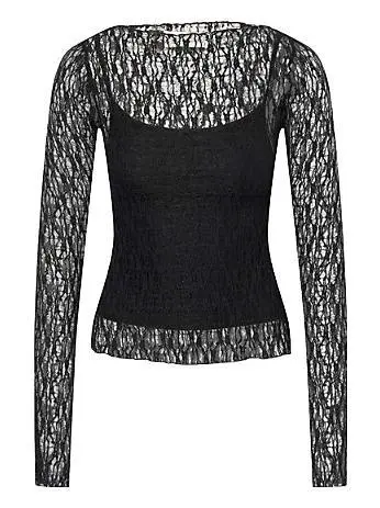 Dissh Lizzie Long-sleeve Stretch-woven Top - Black