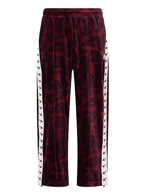 A BATHING APE Metal-logo Jacquard Velour Jogging Bottoms - Burgundy