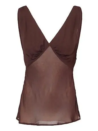 Dissh Jorja V-neck Woven Top - Dark Chocolate