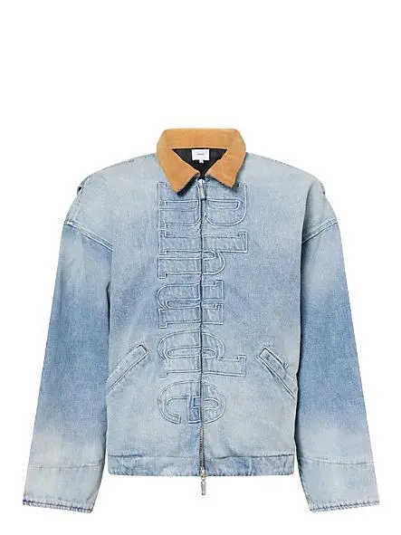 Rhude Logo Cord Collar Denim Jacket - Oxford Indigo