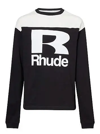 Rhude Racing Panel Long-sleeve Cotton-jersey T-shirt - Black