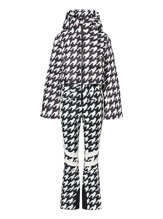 Perfect Moment Polar Flared-leg Down Ski Suit - B&w Houndstooth