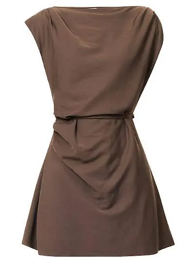 Dissh Marmo Draped Woven Mini Dress - Chocolate