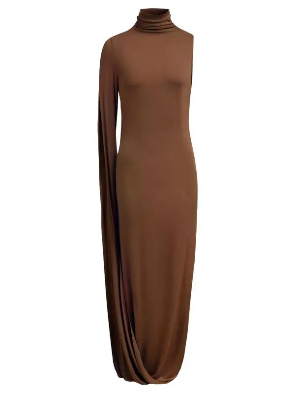 12 STOREEZ Draped One-shoulder Maxi Dress - Brown