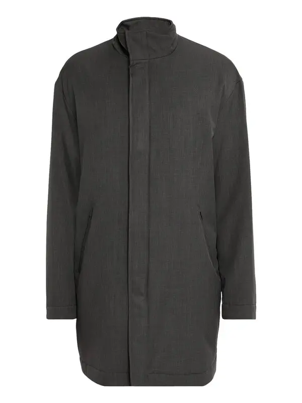 Emporio Armani Lightweight Down Car Coat - Solid Medium Grey