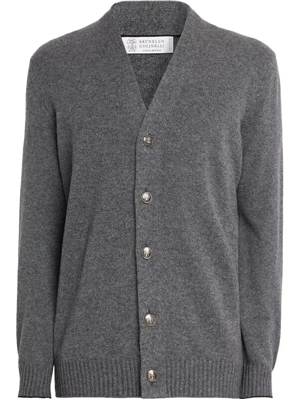 Brunello Cucinelli Cashmere V-neck Cardigan - Dark Grey