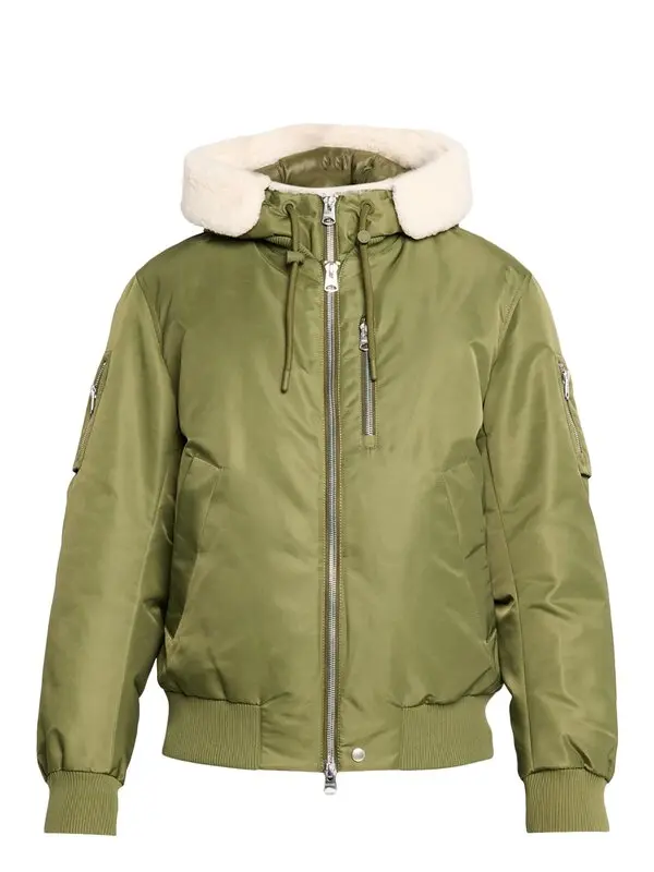 Mackage August Bomber Jacket With Shearling-trimmed Hood - Light Mili