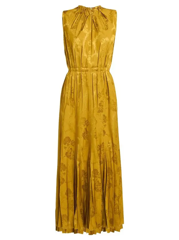 Etro Leafy Jacquard Sleeveless Midi Dress - Mustard 3
