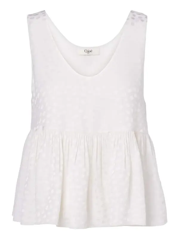 Chloé Polka-dot Peplum Top - White