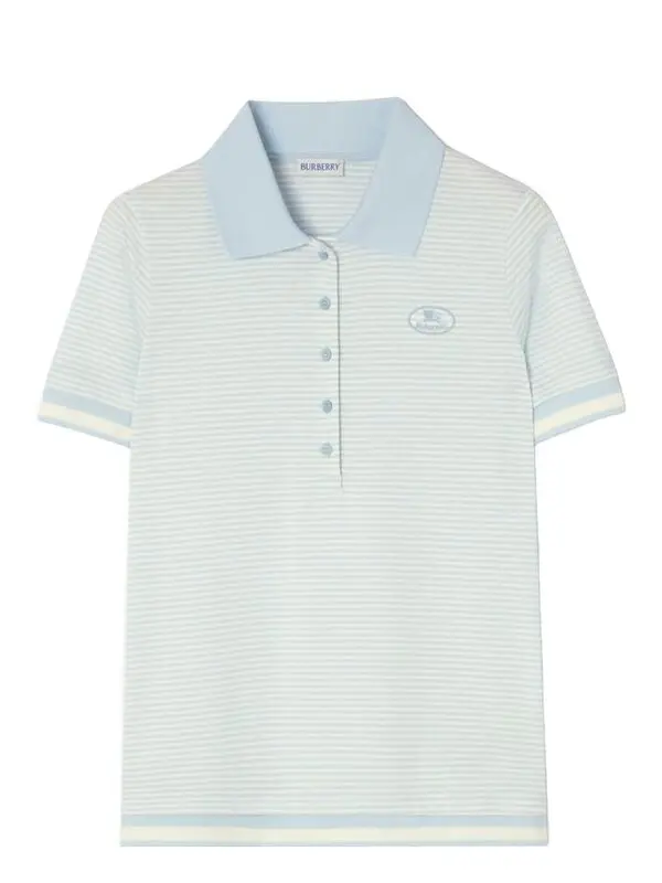 Burberry Striped Cotton Piqué Polo Shirt - Glacier Blue