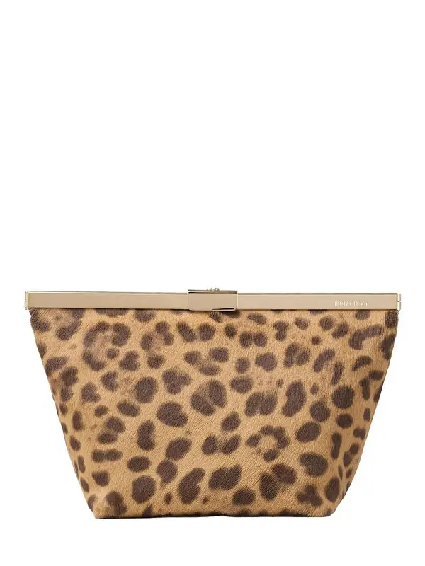 JIMMY CHOO Ganache Leopard Print Pony Clutch - Natural/light Gold