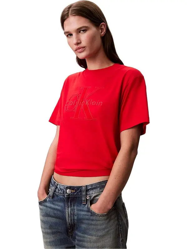 Calvin Klein Velvet Monologo Boxy T-shirt - Adrenaline Rush