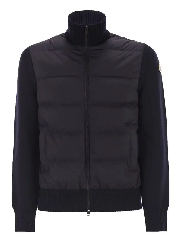 Moncler Wool Padded Zip-up Cardigan - Navy