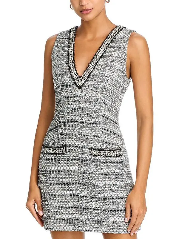 Veronica Beard Odele Embellished Mini Dress - Silver
