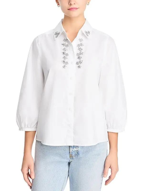 Tommy Bahama Oceana Rhinestone Embellished Shirt - White
