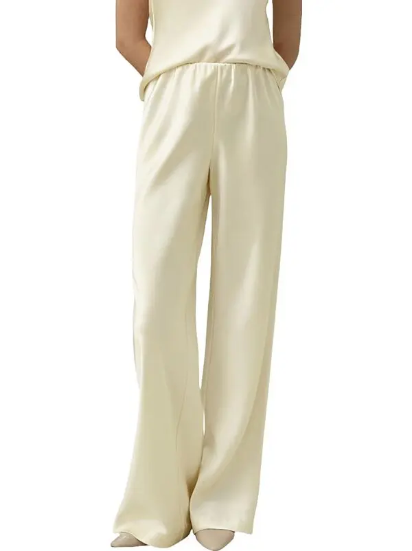 Lilysilk Full Bias Cut Silk Pants - Lily White