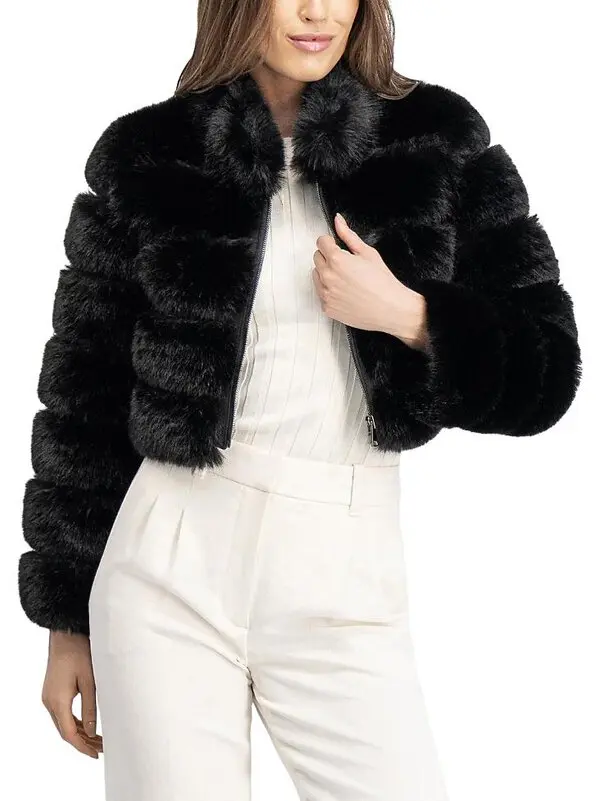 LYLA GRANT Faux Fur Bolero - Black