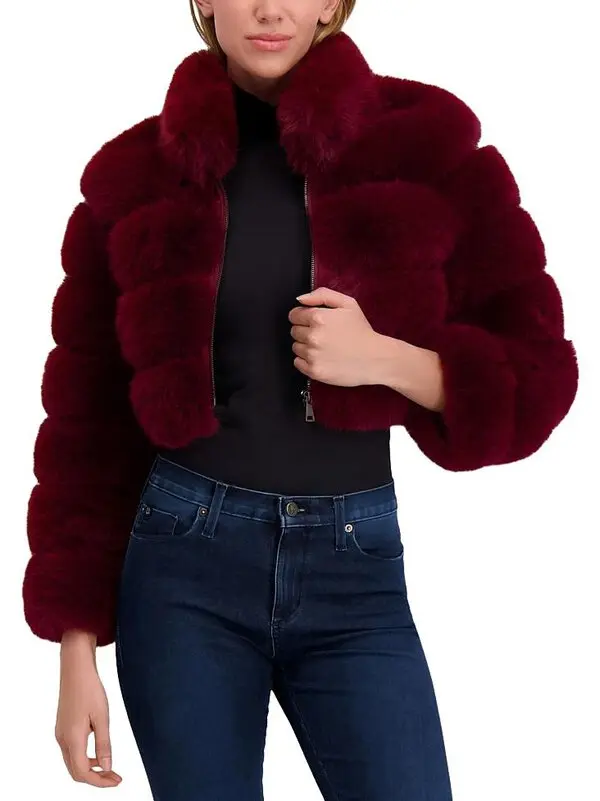 LYLA GRANT Faux Fur Bolero - Wine