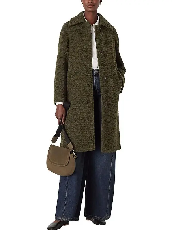 Whistles Romy Boucle Coat - Khaki