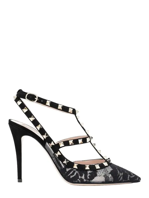 Valentino Garavani High Rockstud Lace Pumps - Black