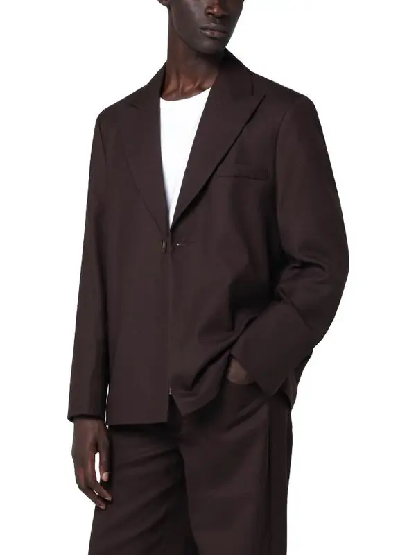 Séfr Seydou Wool Blend Twill Jacket - Brown