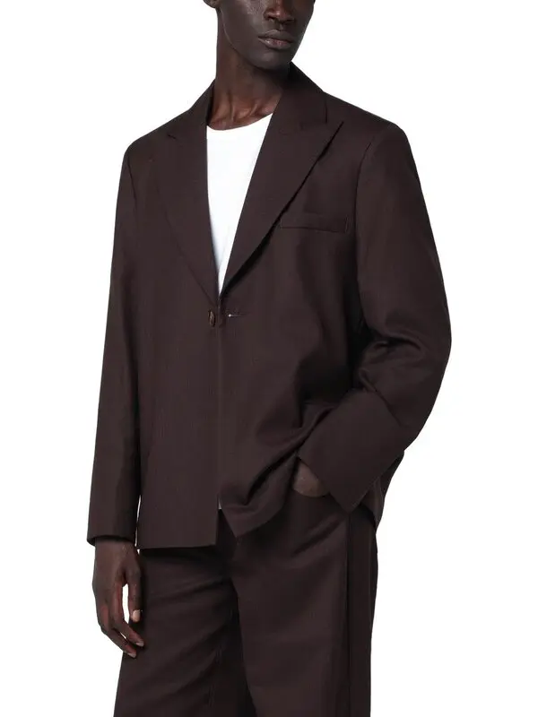 Séfr Seydou Jacket In Wool Blend Twill - Brown