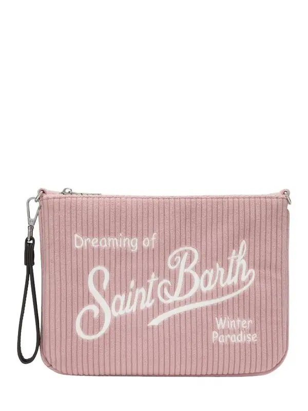 MC2 SAINT BARTH Corduroy Clutch With Embroidered Logo - Pink